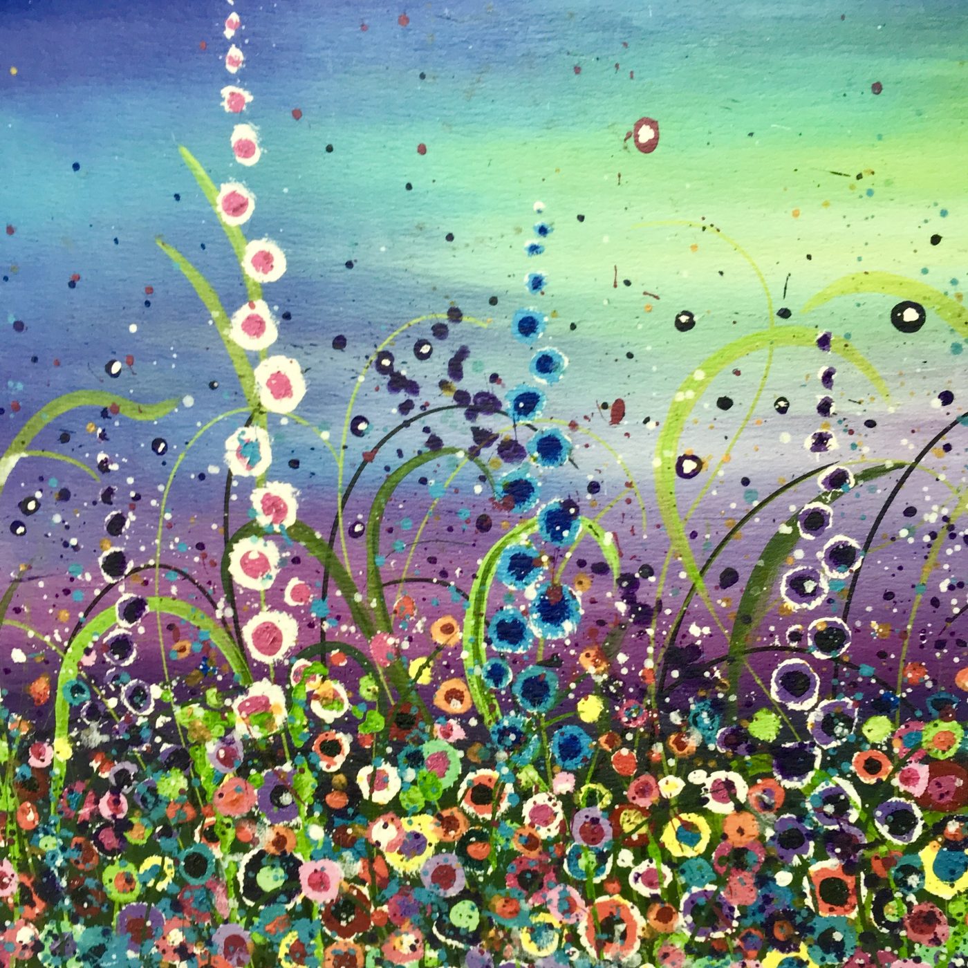 Artist Framed Dotty Floral Prints - made in Yorkshire